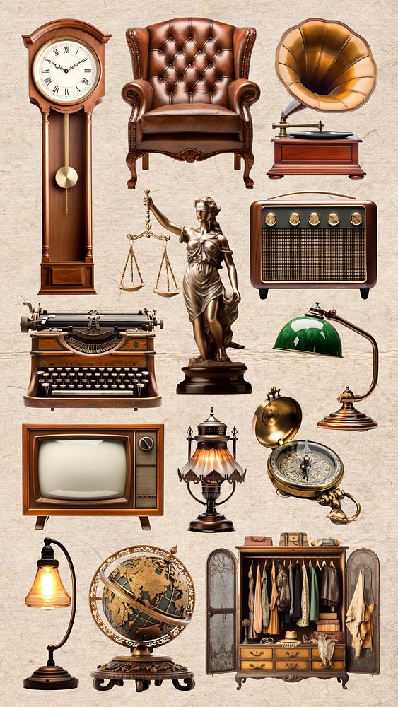 Vintage antique object element set | Premium Photo - rawpixel
