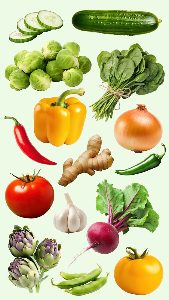 Various vegetables isolated image set | Premium Photo - rawpixel