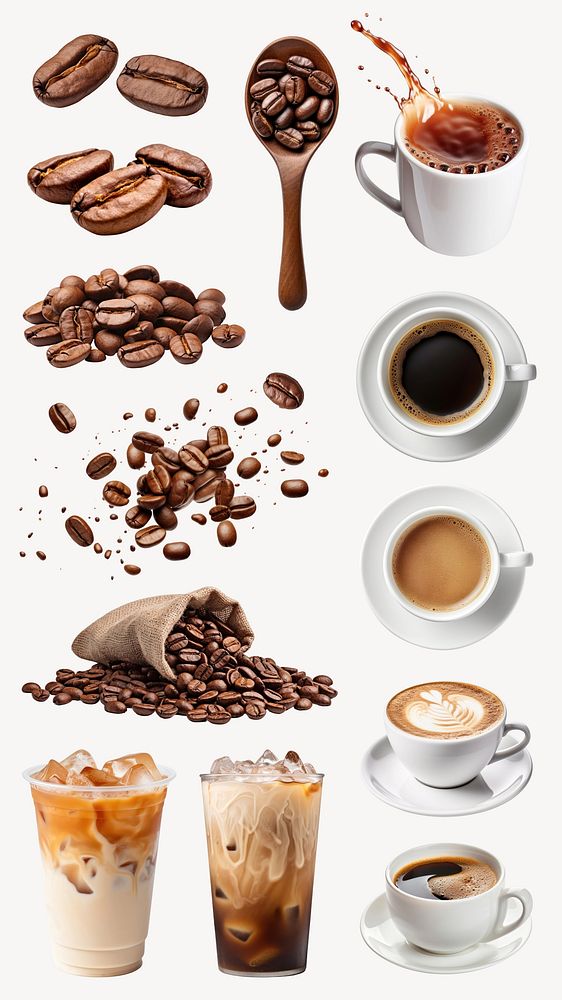 Coffee isolated image set | Free Photo - rawpixel