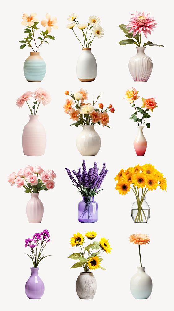 Flower vase isolated image set | Free Photo - rawpixel