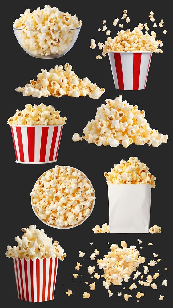 Popcorn food element set | Premium Photo - rawpixel