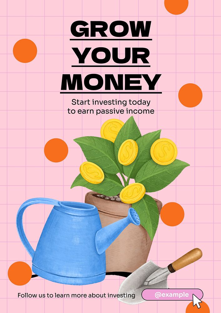 Grow your money poster template | Free Photo - rawpixel