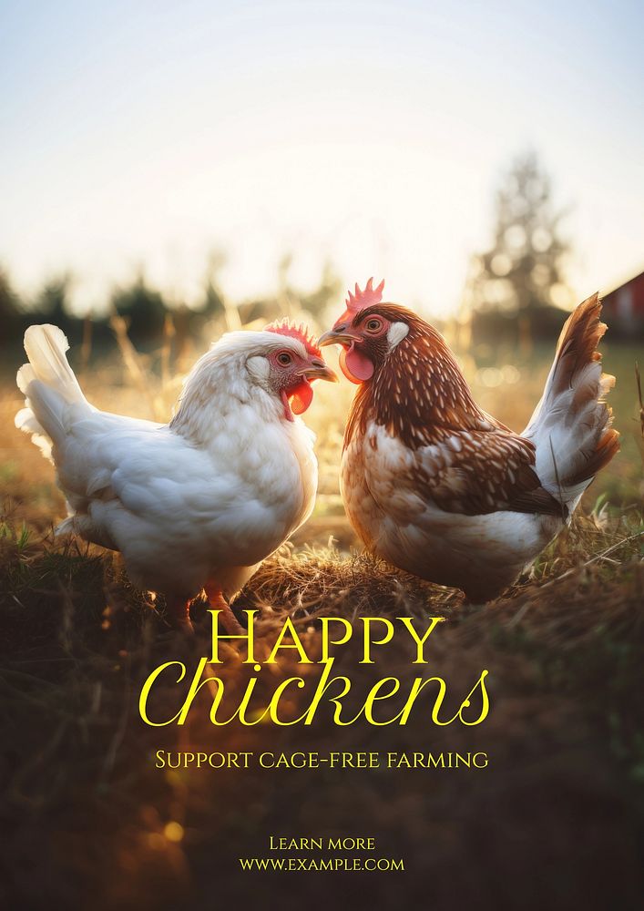 Happy chickens poster template | Free Photo - rawpixel