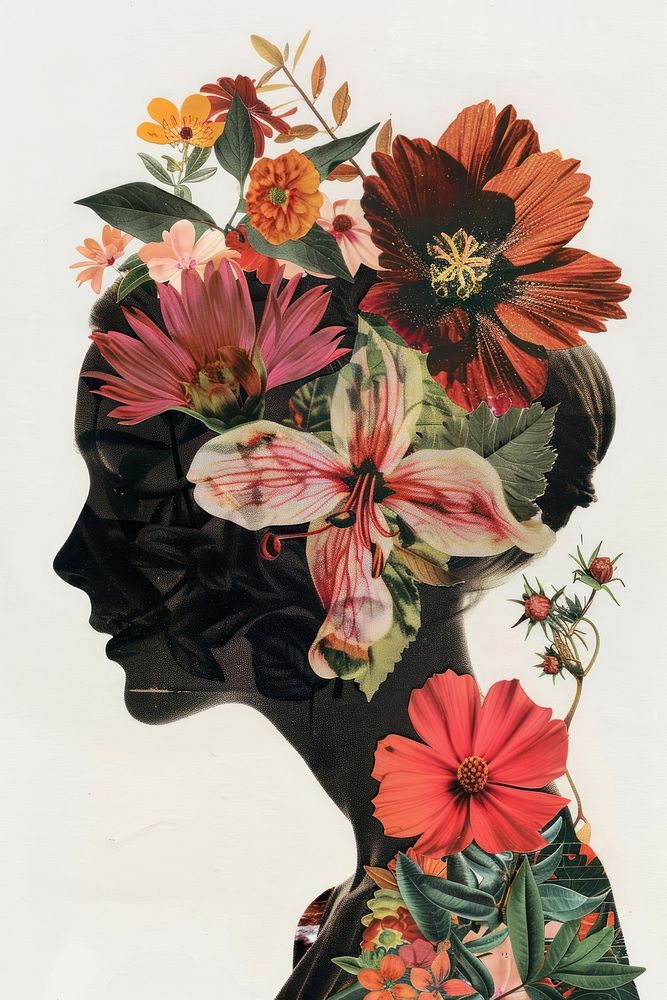 Woman and flower art graphics | Premium Photo Illustration - rawpixel