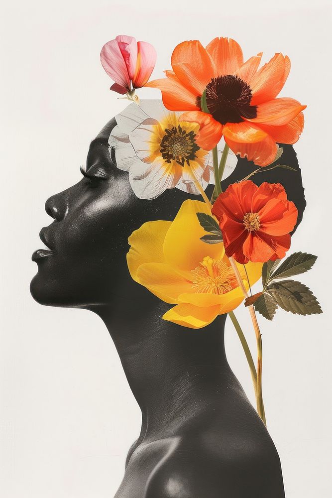 Woman and flower head art | Free Photo Illustration - rawpixel
