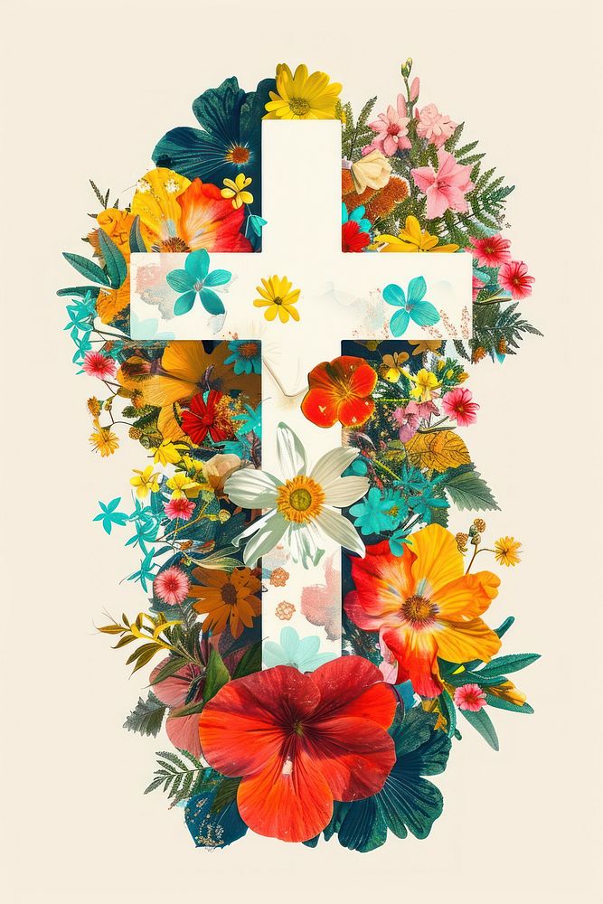 Christian cross art graphics blossom. | Free Photo Illustration - rawpixel