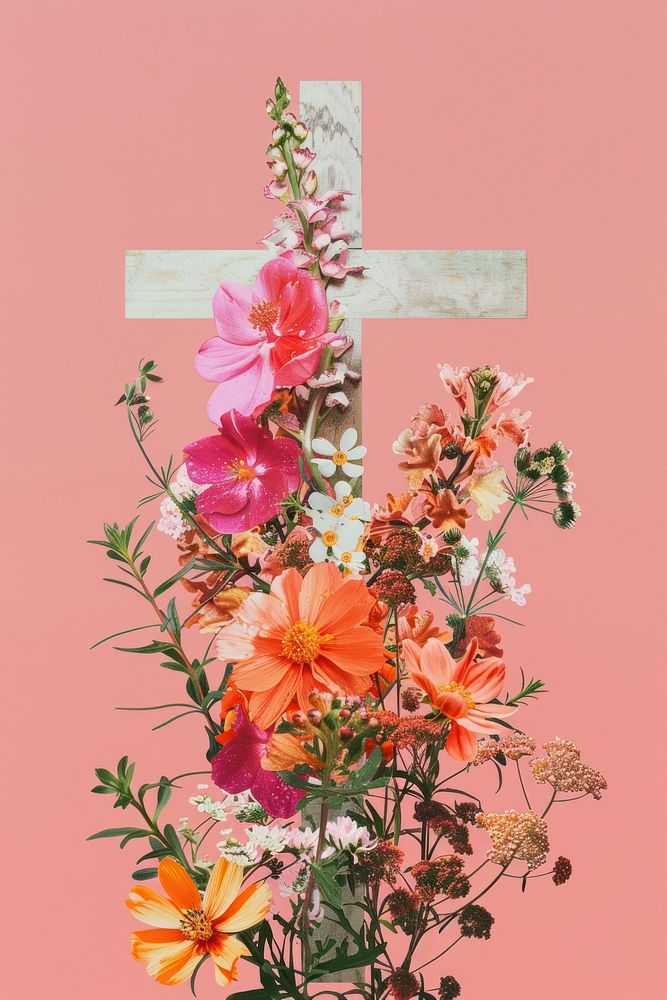 Christian cross art graphics blossom. | Free Photo Illustration - rawpixel