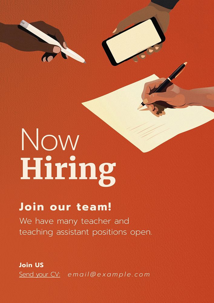 Now hiring poster template | Free Photo - rawpixel