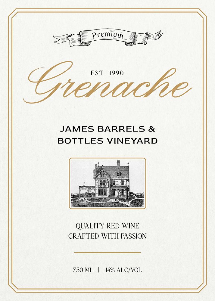 Grenache wine label template | Free Photo - rawpixel