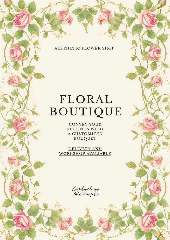 Floral boutique poster template | Free Photo - rawpixel