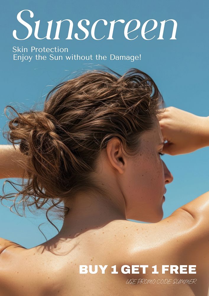 Sunscreen advertisement poster template | Free Photo - rawpixel