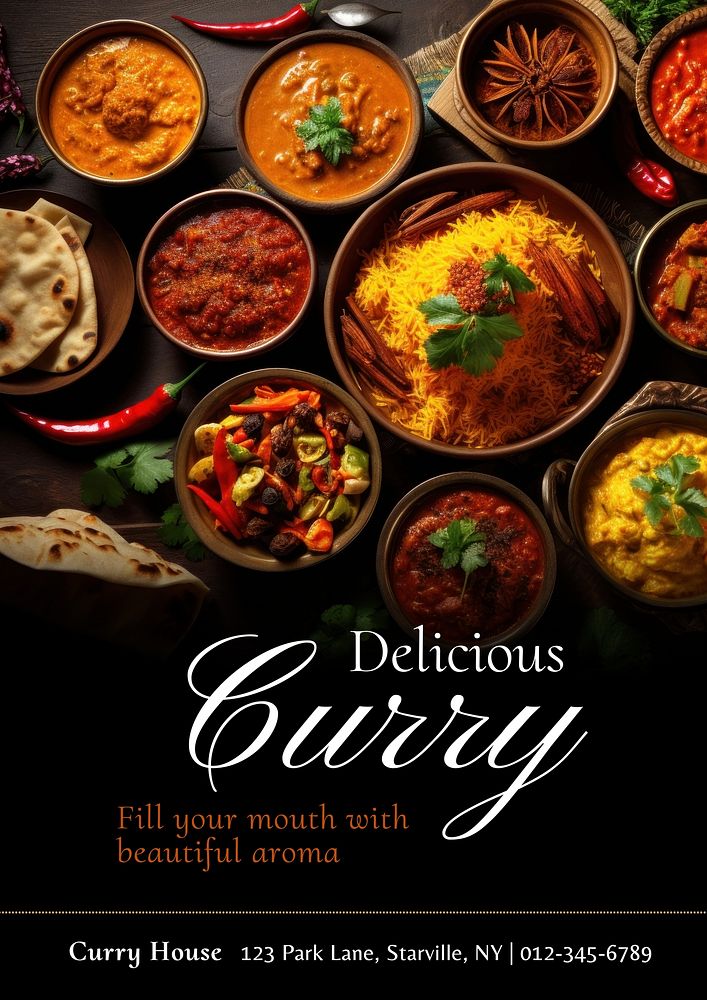 Curry restaurant poster template | Free Photo - rawpixel