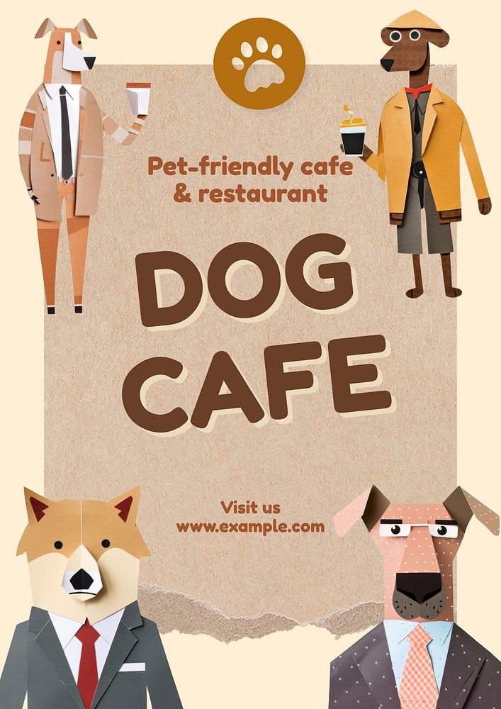 Dog cafe poster template | Free Photo - rawpixel