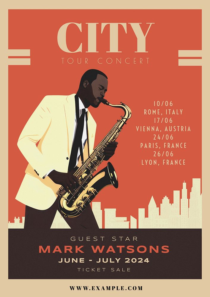 City tour concert poster template | Free Photo - rawpixel