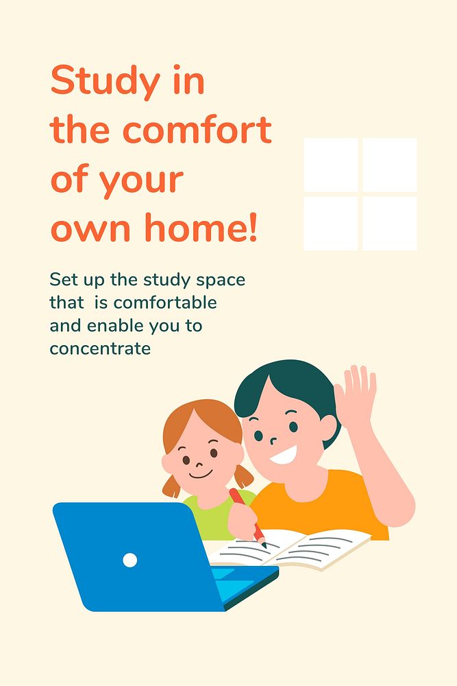 Virtual classroom Pinterest pin template, | Free Photo - rawpixel