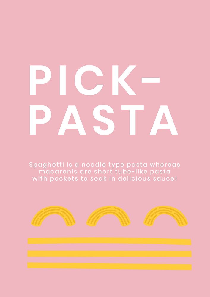 Cute pasta poster template, cute | Free Photo - rawpixel