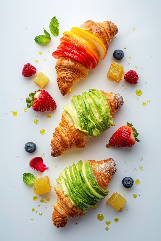 Avocado-infused pastries produce brunch plate. | Free Photo - rawpixel