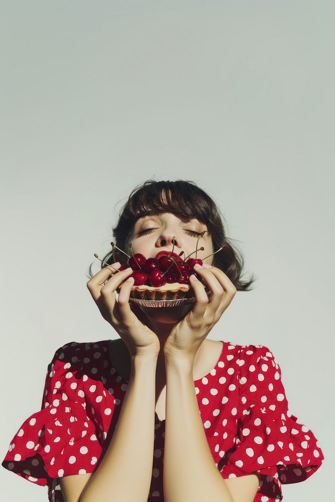 cherry tart person eating human. | Free Photo - rawpixel