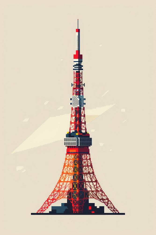 Tokyo tower pixel architecture weaponry | Free Photo Illustration ...
