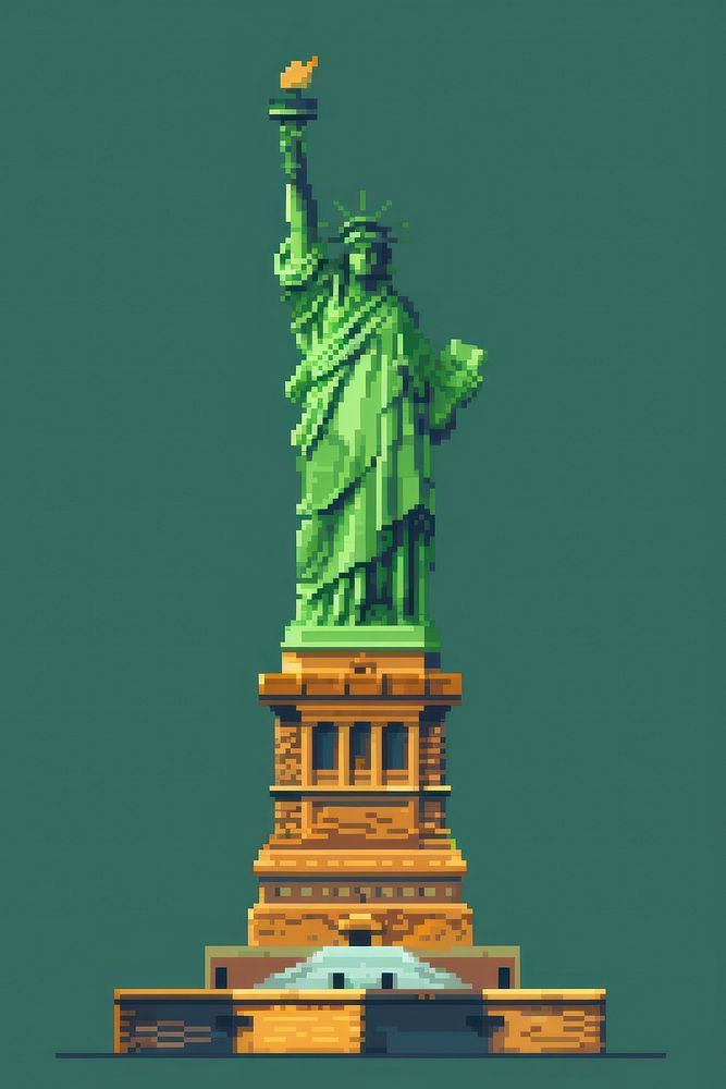 Statue liberty pixel art architecture | Free Photo Illustration - rawpixel