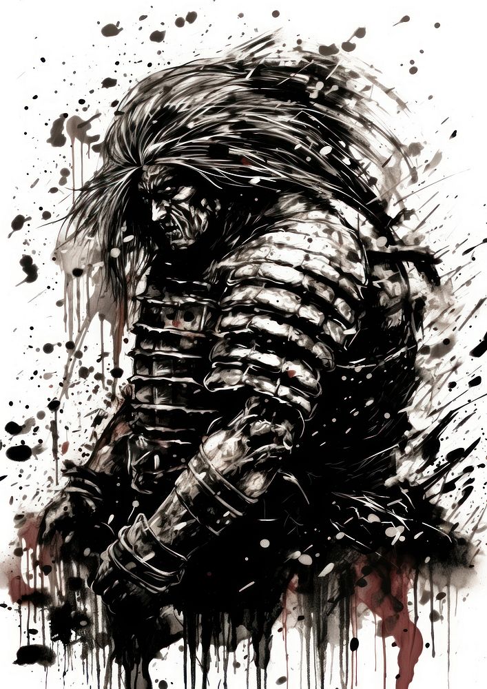 Samurai painting art wedding. | Free Photo Illustration - rawpixel