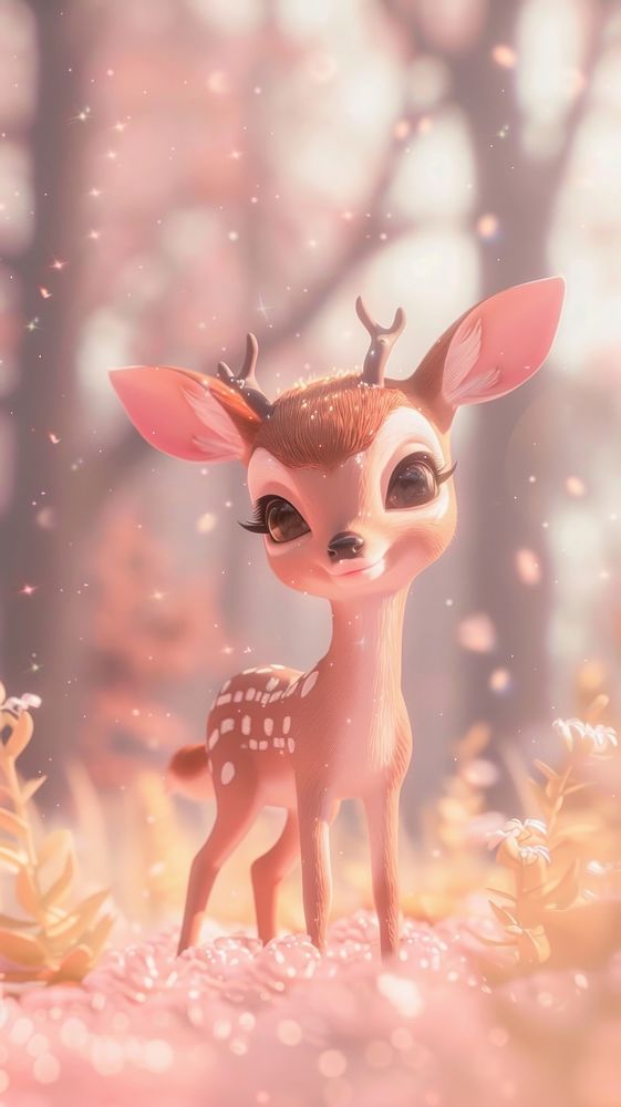 Cute bambi cartoon wildlife figurine. | Free Photo Illustration - rawpixel