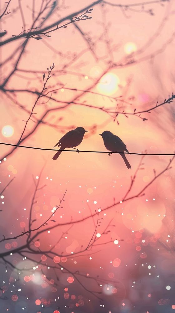 Cute birds singing wire backlighting | Free Photo - rawpixel