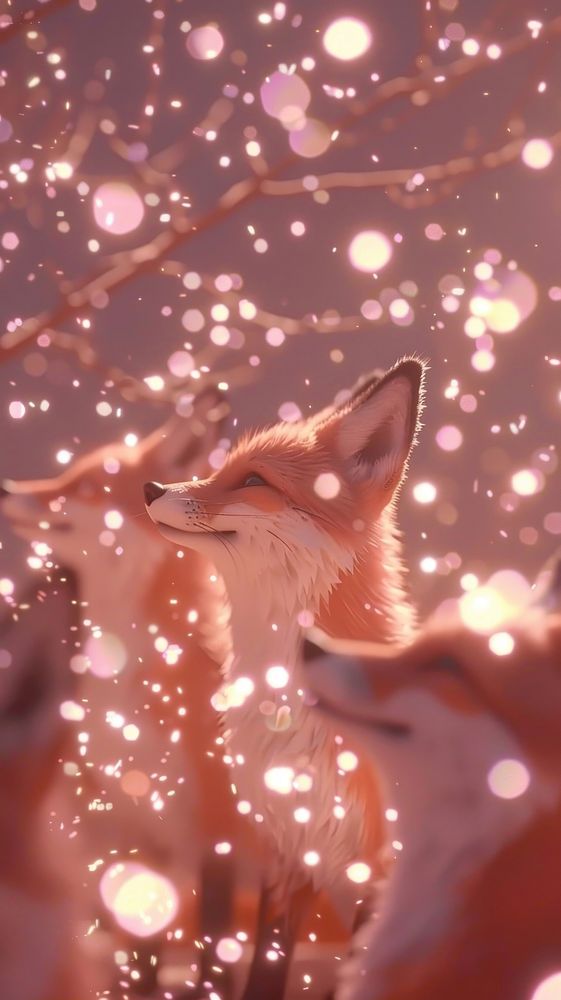 Playful foxes chasing fireflies wildlife | Free Photo Illustration ...