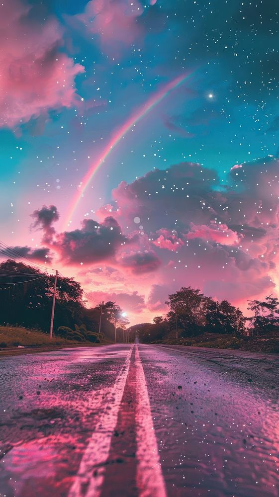 Aesthetic wallpaper rainbow road sky. | Premium Photo - rawpixel