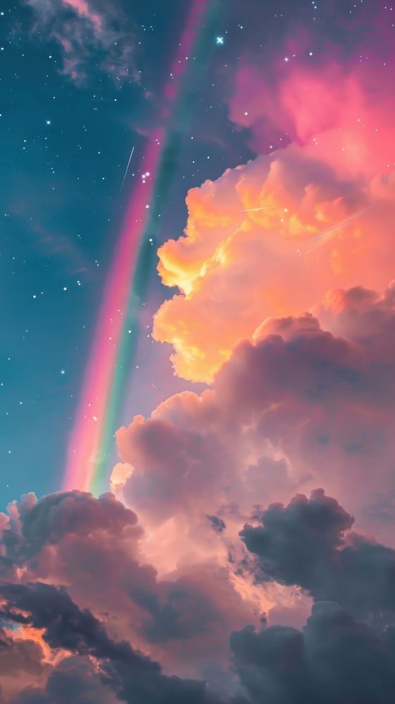 Aesthetic wallpaper rainbow cloud sky. | Free Photo - rawpixel