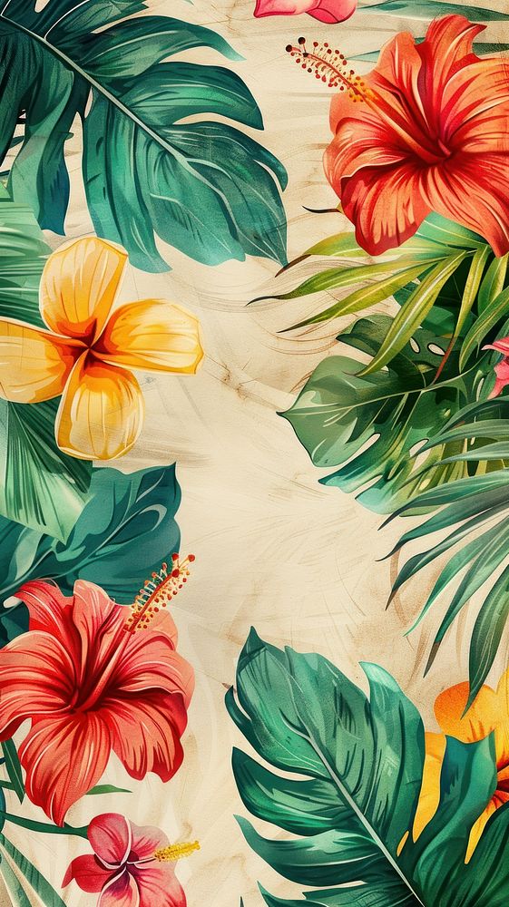 Wallpaper flower bushes graphics hibiscus | Premium Photo Illustration ...