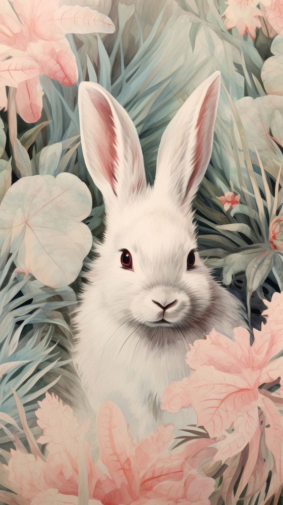 Wallpaper white rabbit animal mammal | Free Photo Illustration - rawpixel