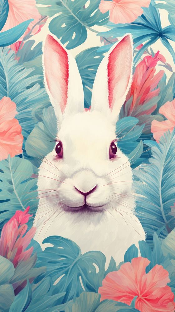 Wallpaper white rabbit animal mammal | Free Photo Illustration - rawpixel