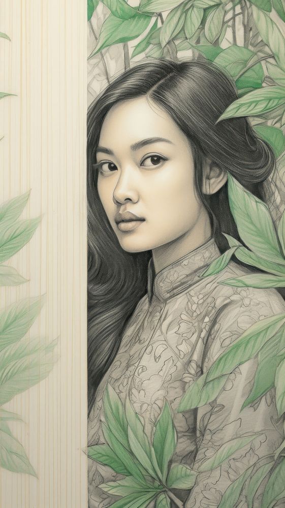 Wallpaper asia woman drawing sketch | Free Photo Illustration - rawpixel