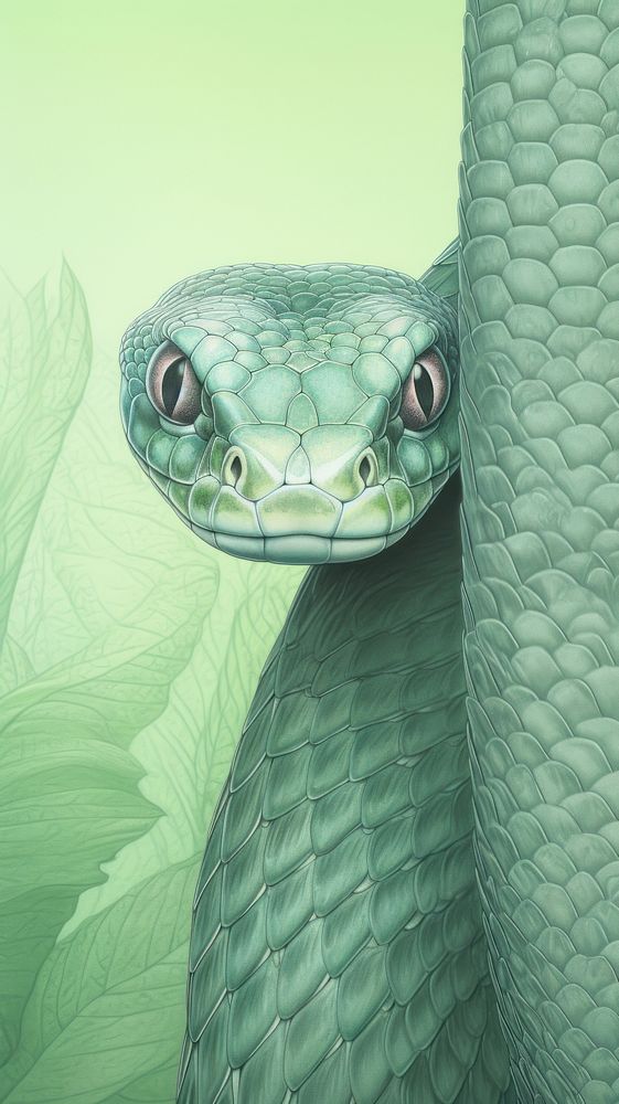 Wallpaper green snake reptile animal. | Free Photo Illustration - rawpixel