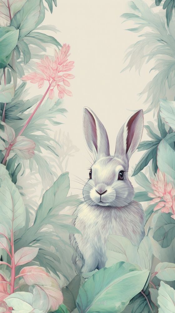 Wallpaper rabbit animal mammal art. | Free Photo Illustration - rawpixel