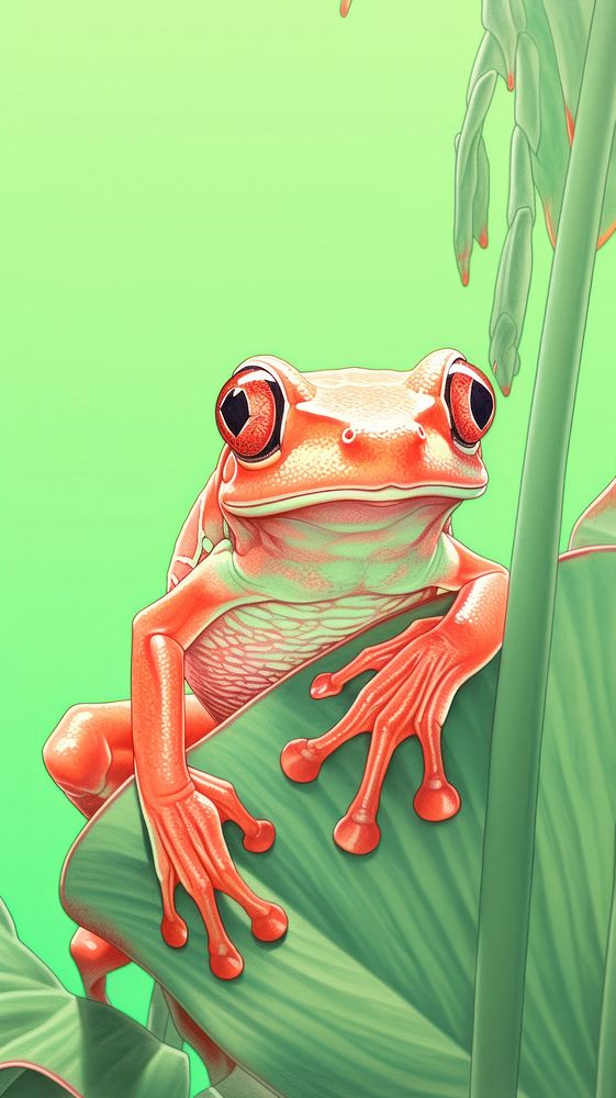 Wallpaper red frog amphibian wildlife | Free Photo Illustration - rawpixel