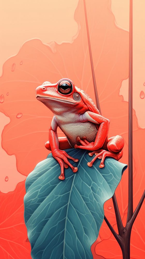 Wallpaper red frog amphibian wildlife | Free Photo Illustration - rawpixel