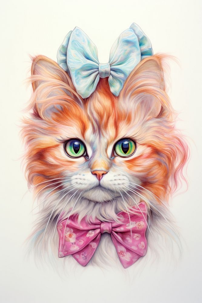 cat character drawing sketch accessories. | Free Photo Illustration ...