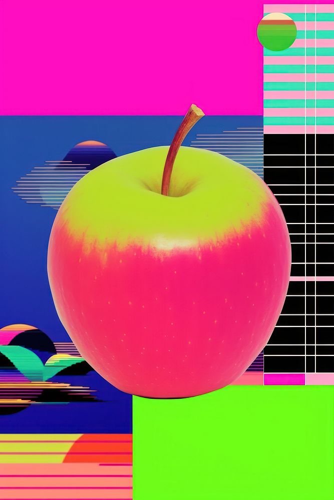 Minimal retro collage apple produce | Free Photo Illustration - rawpixel