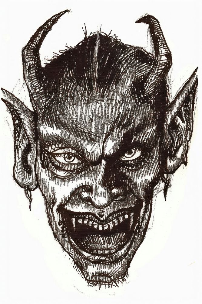 Etching illustration demon sketch illustrated | Free Photo Illustration ...