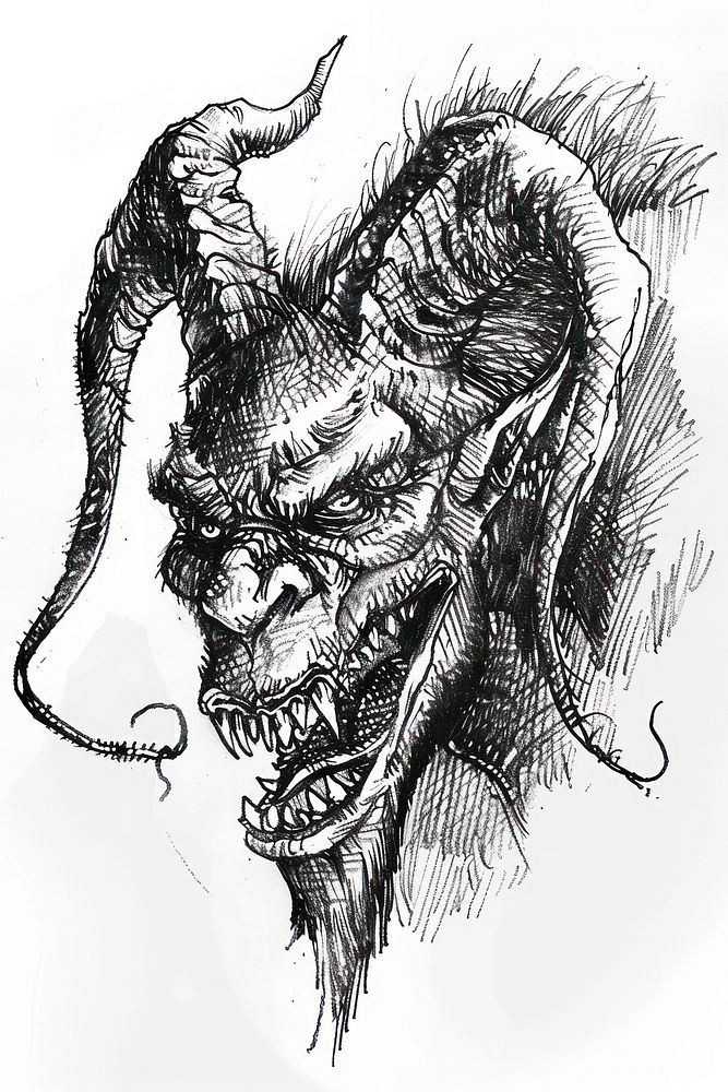 Etching illustration demon sketch illustrated | Free Photo Illustration ...