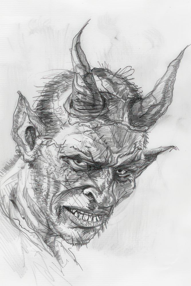 Etching illustration demon sketch illustrated | Free Photo Illustration ...