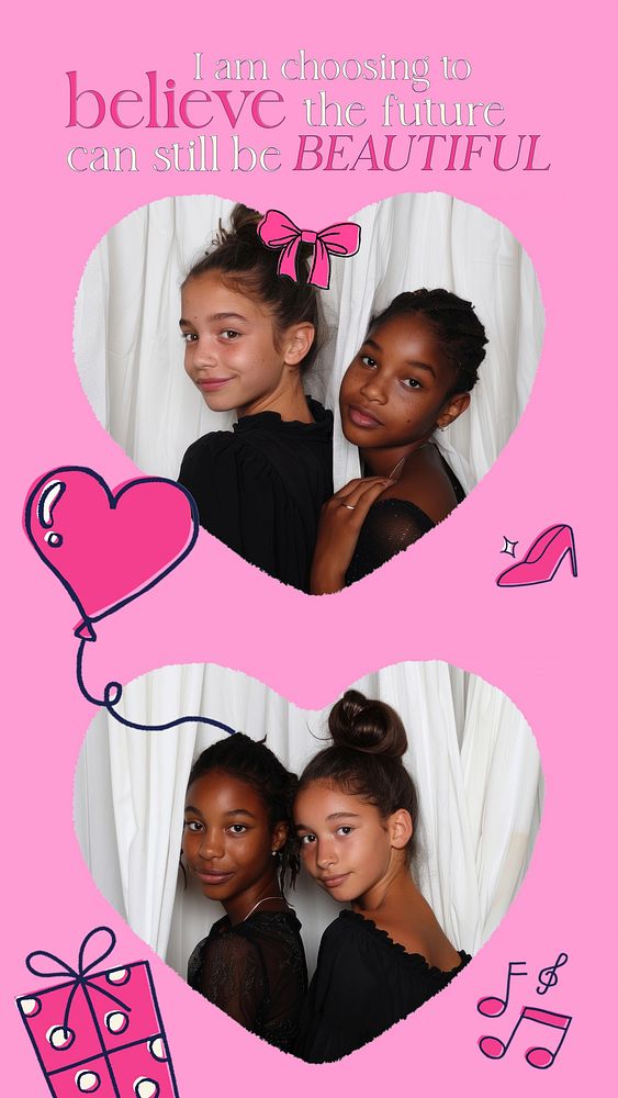 Pink heart 2 photo collage | Free Photo - rawpixel