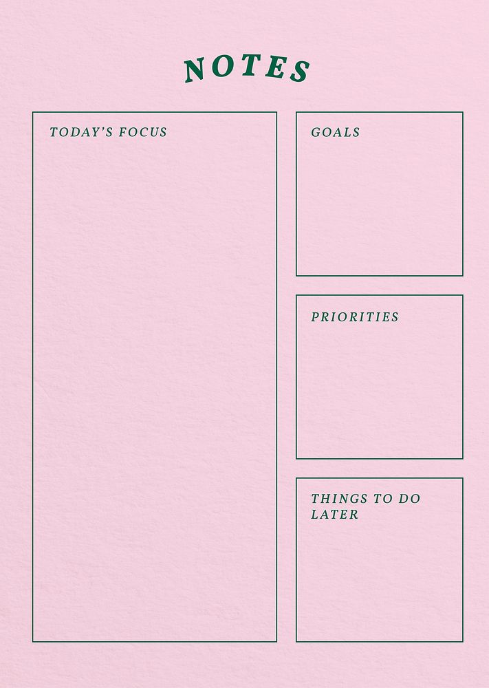 Notes planner vector template | Free Vector Template - rawpixel