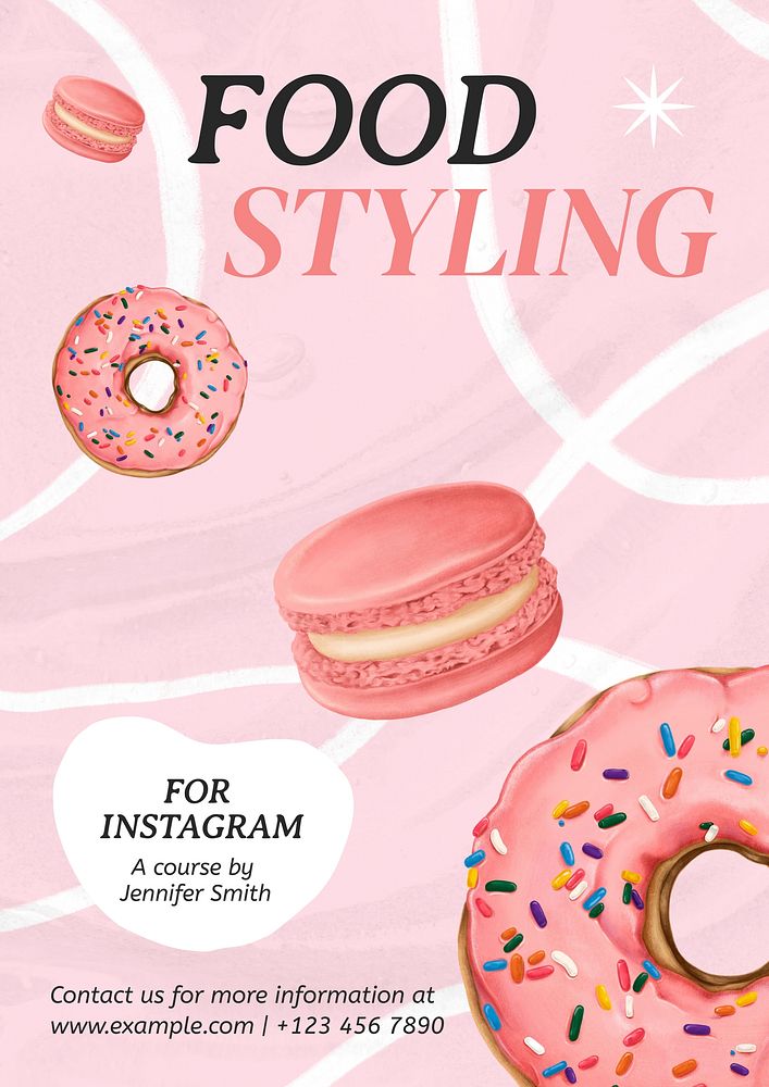 Pink donuts poster template | Free Photo - rawpixel