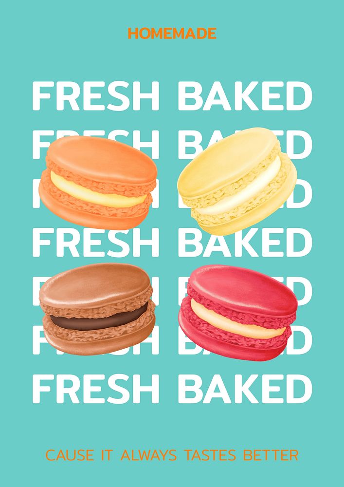 Colorful macaroons poster template homemade | Free Photo - rawpixel