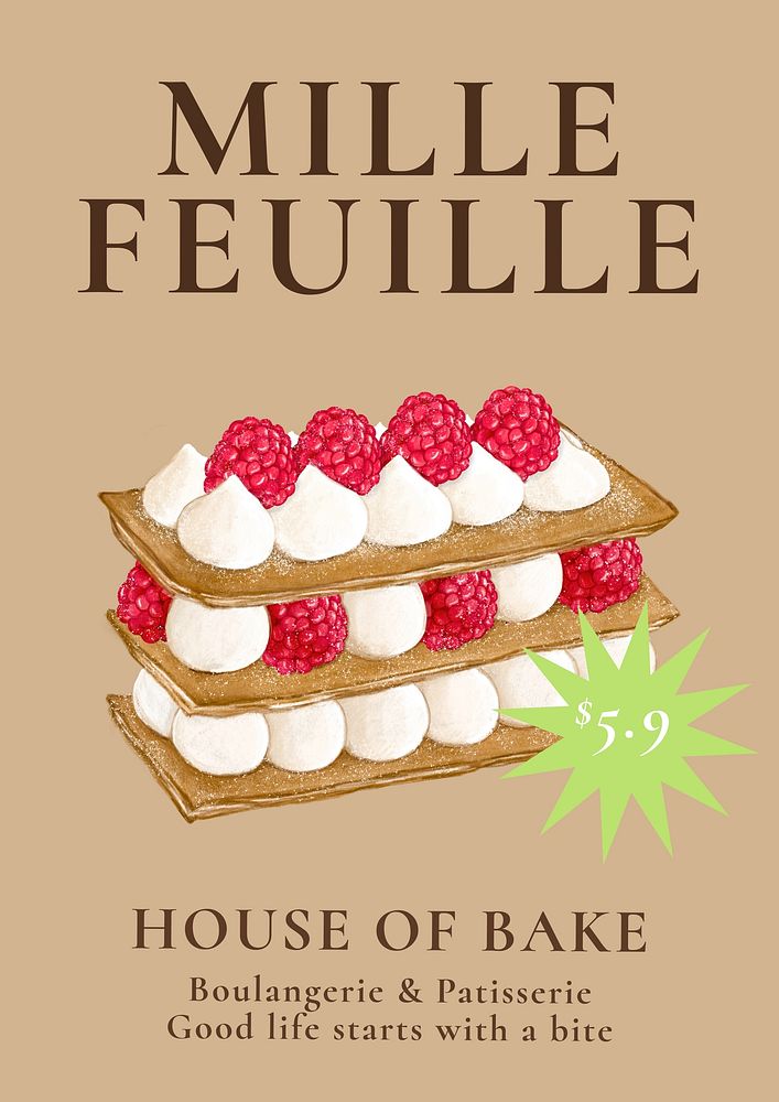 French pastry poster template mille | Free Photo - rawpixel