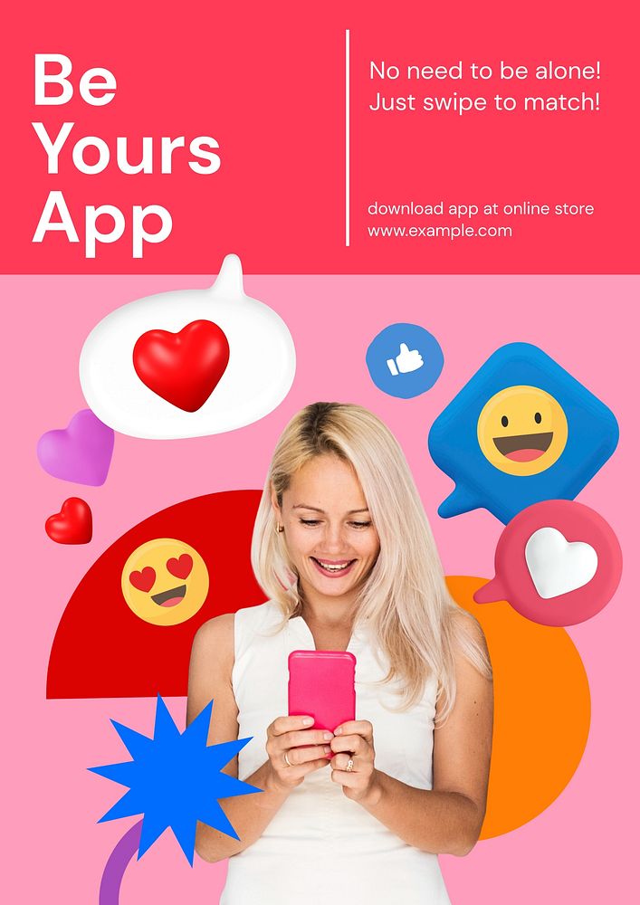 Dating app poster template | Free Photo - rawpixel