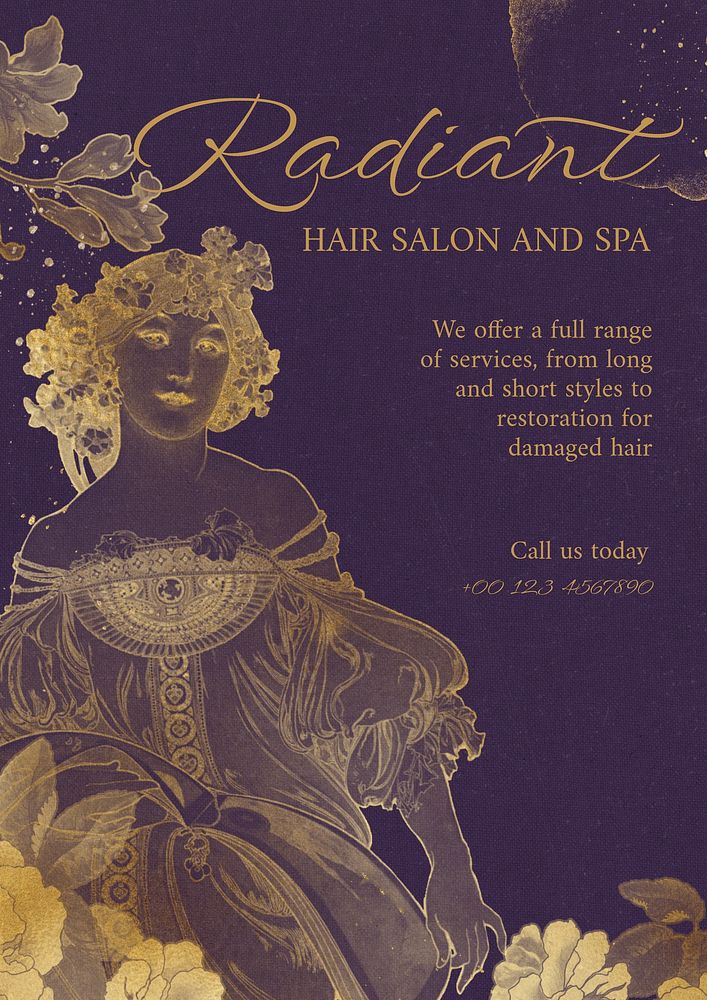 Alphonse Mucha's purple poster template, | Free Photo - rawpixel